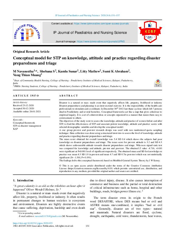 (PDF) Conceptual model for STP on knowledge, attitude and practice ...