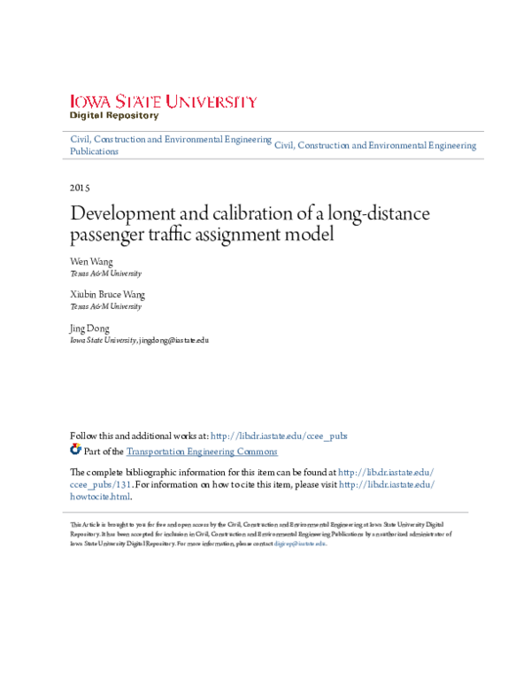 (PDF) Development and calibration of a long-distance passenger traffic ...
