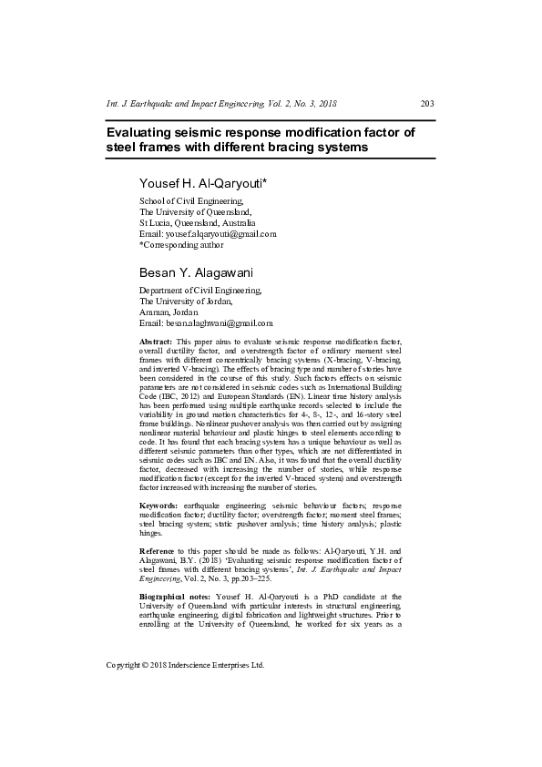 (PDF) Evaluating seismic response modification factor of steel frames ...