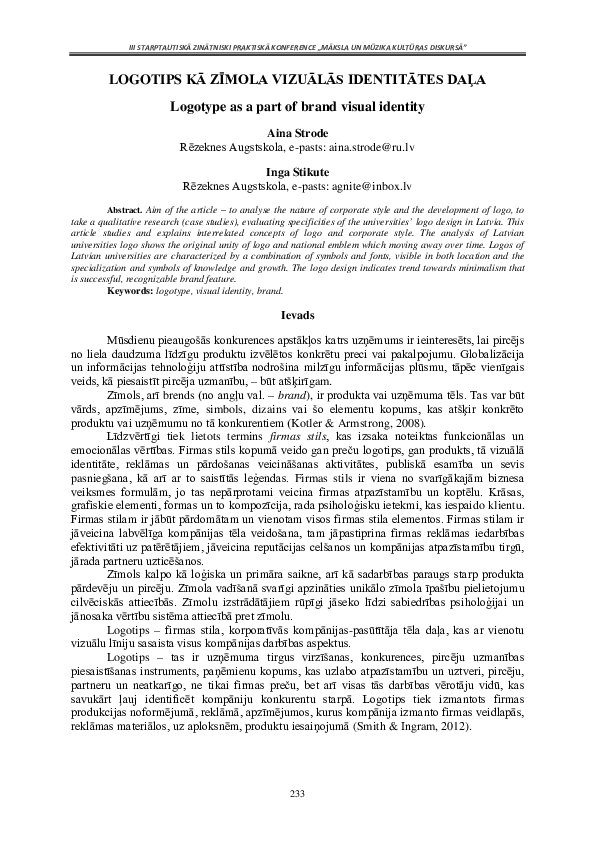 (PDF) Logotype as a part of brand visual identity