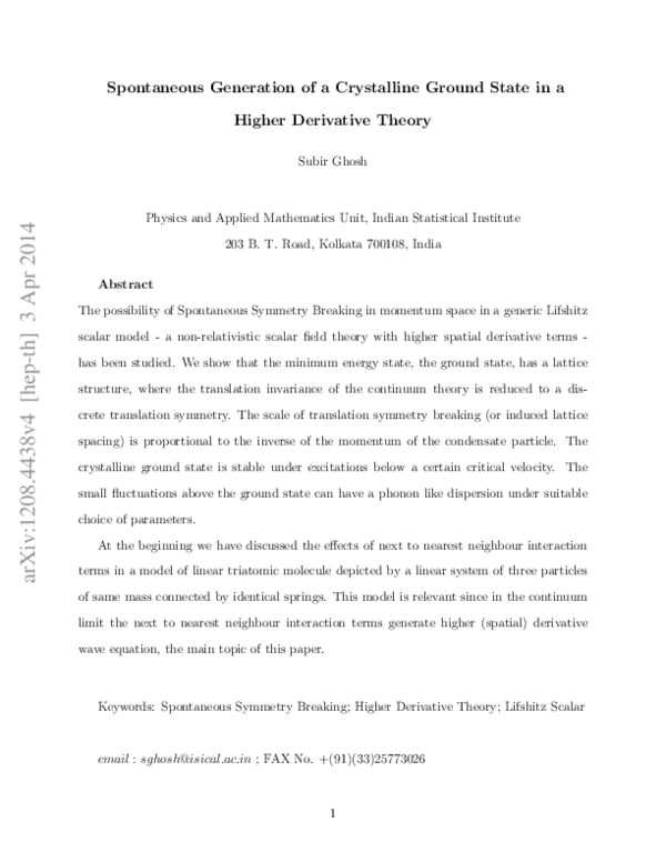 (PDF) Emergent Discrete Space in a Generic Lifshitz Model