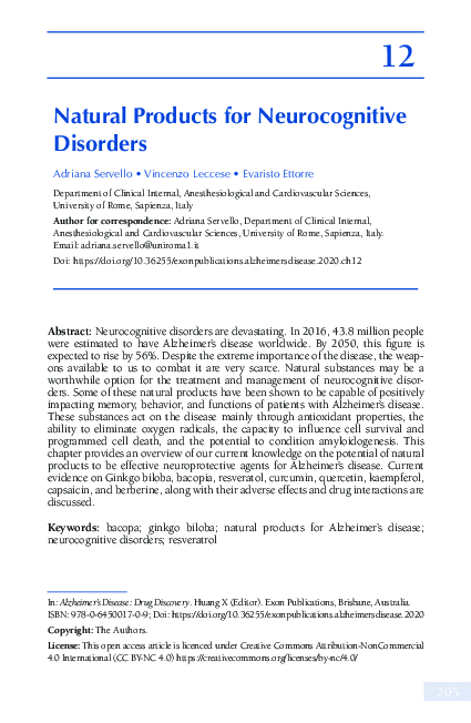 (PDF) Natural Products for Neurocognitive Disorders | Evaristo Ettorre - Academia.edu