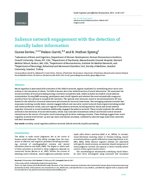 (PDF) Salience network engagement with the detection of morally laden ...