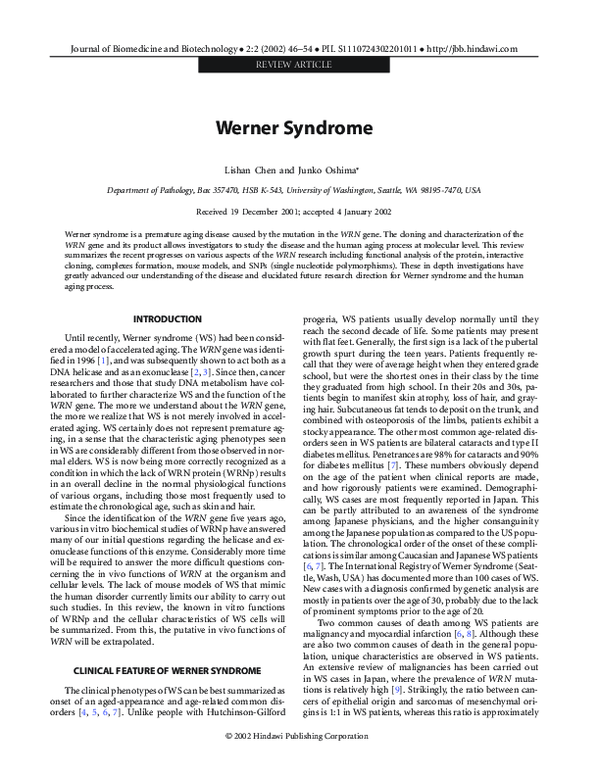 (PDF) Werner Syndrome