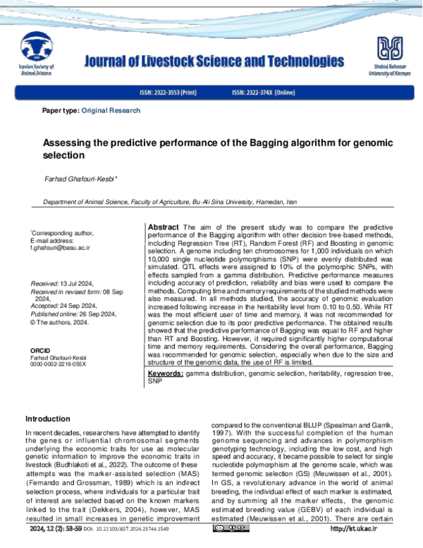 Pdf Assessing The Predictive Performance Of The Bagging Algorithm For 5365