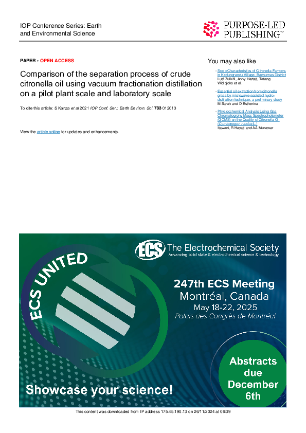 (PDF) Comparison of the separation process of crude citronella oil ...