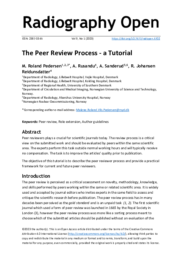 (PDF) The Peer Review Process - a Tutorial