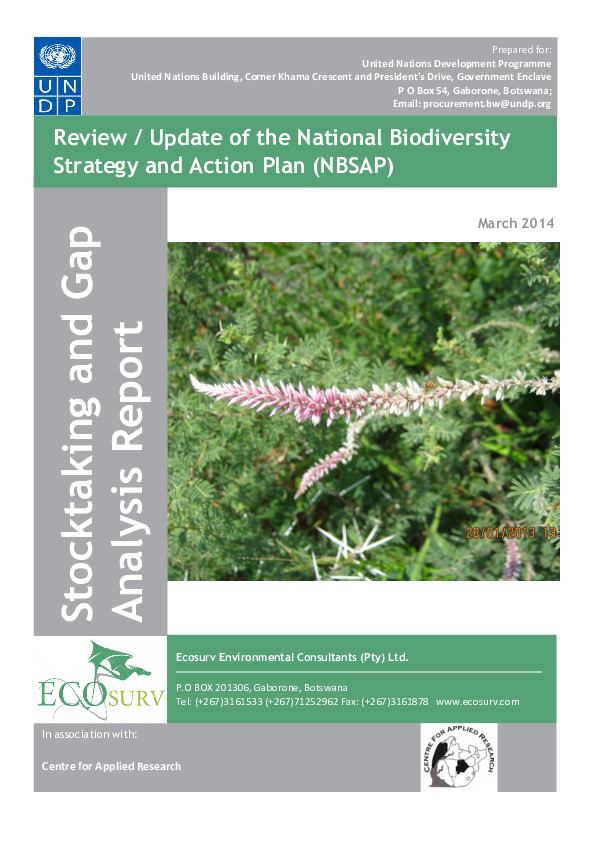 (PDF) Review / Update of the National Biodiversity Strategy and Action ...
