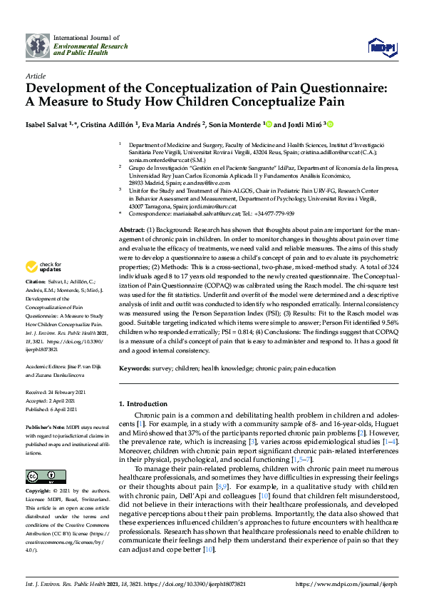 (PDF) Development of the Conceptualization of Pain Questionnaire: A ...