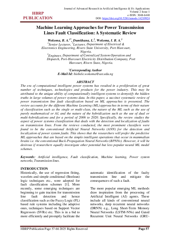 (PDF) Machine Learning Approaches for Power Transmission Lines Fault Classification: A ...