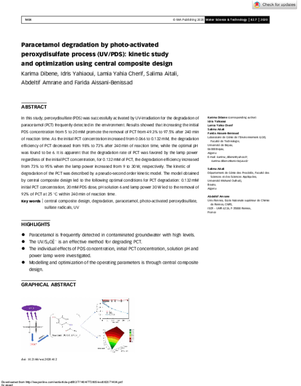 (PDF) Paracetamol degradation by photo-activated peroxydisulfate ...