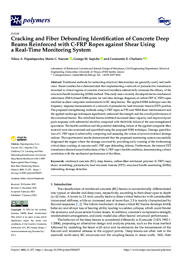 Pdf Cracking And Fiber Debonding Identification Of Concrete Deep Beams Reinforced With C Frp