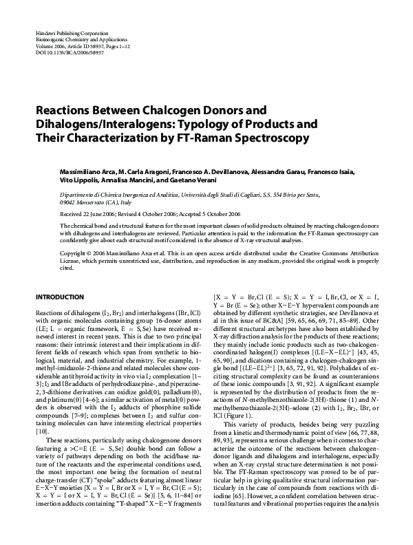 (PDF) Reactions Between Chalcogen Donors and Dihalogens/Interalogens ...