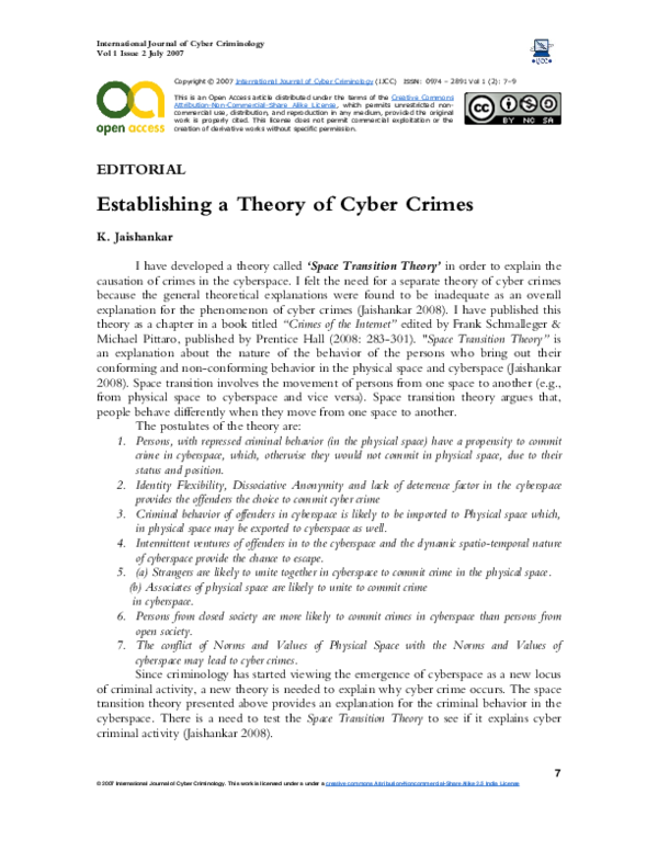(PDF) Establishing a Theory of Cyber Crimes