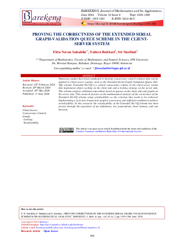(PDF) Proving the Correctness of the Extended Serial Graph-Validation Queue Scheme in the Client ...