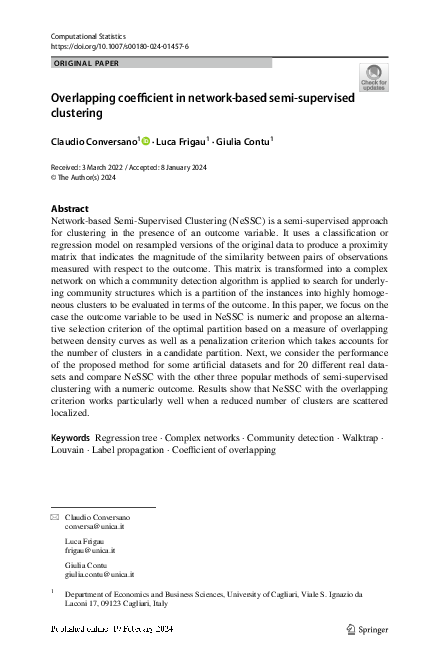 (PDF) Overlapping coefficient in network-based semi-supervised clustering