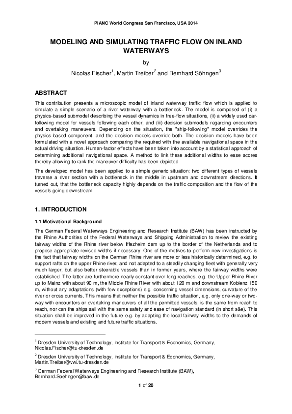 (PDF) Modeling and simulating traffic flow on inland waterways