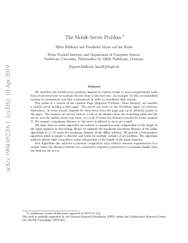 (PDF) The Mobile Server Problem