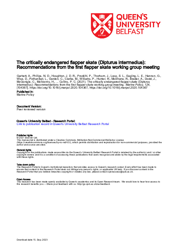 (PDF) The critically endangered flapper skate (Dipturus intermedius ...