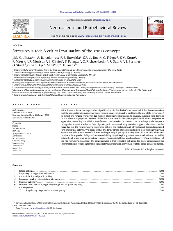(PDF) Stress revisited: A critical evaluation of the stress concept