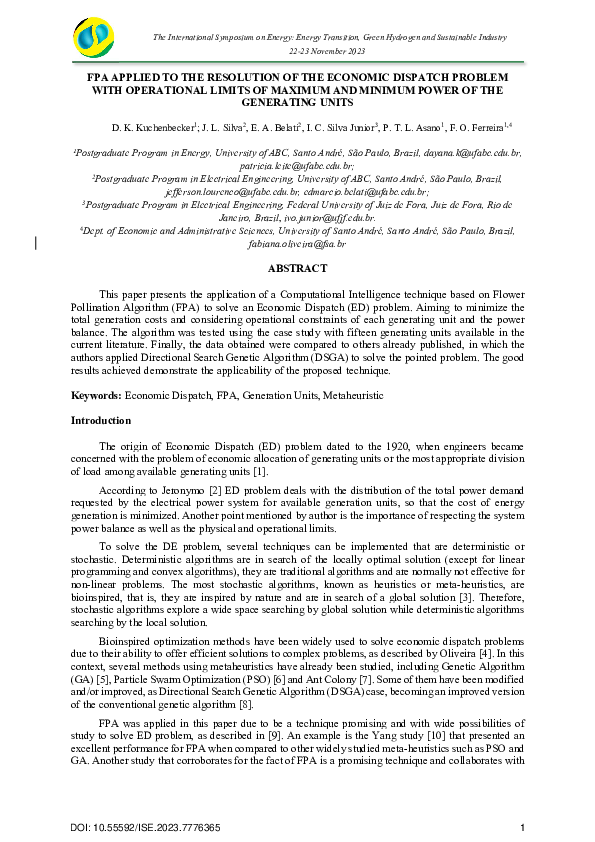 (PDF) Fpa Applied to the Resolution of the Economic Dispatch Problem ...