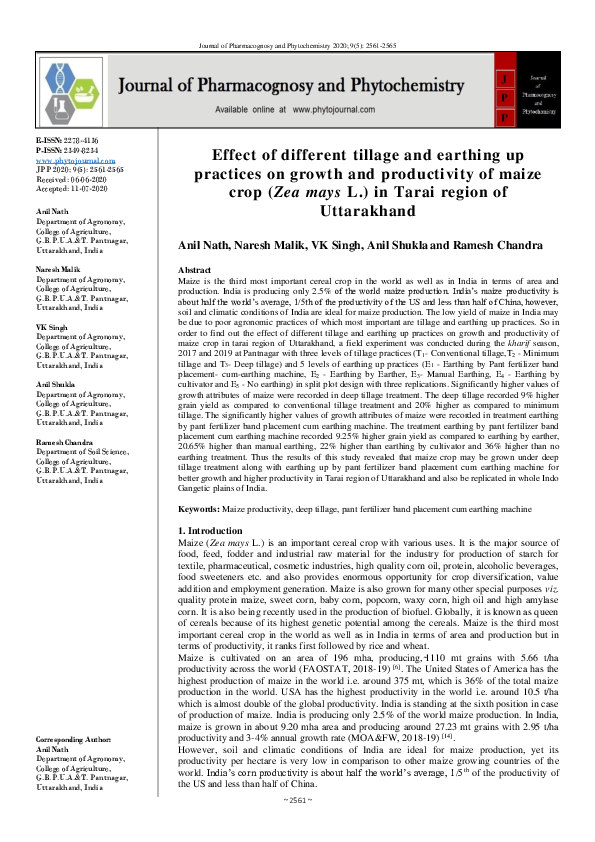 (PDF) Effect of different tillage and earthing up practices on growth ...