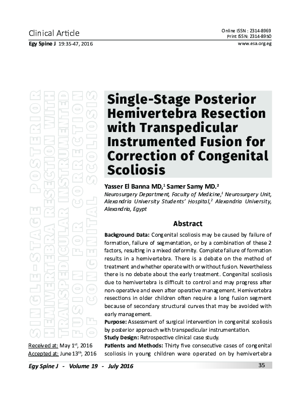 (PDF) Single-Stage Posterior Hemivertebra Resection with Transpedicular ...