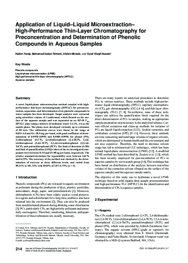 (PDF) Application of liquid-liquid microextraction-high-performance ...