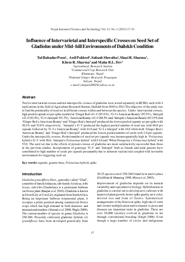 (PDF) Influence of Intervarietal and Interspecific Crosses on Seed Set ...