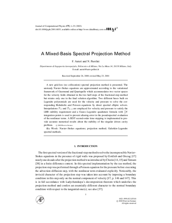 (PDF) A Mixed-Basis Spectral Projection Method