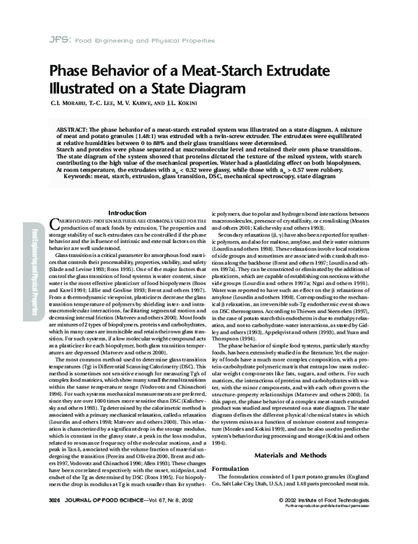 (PDF) Phase Behavior of a Meat-Starch Extrudate Illustrated on a State ...