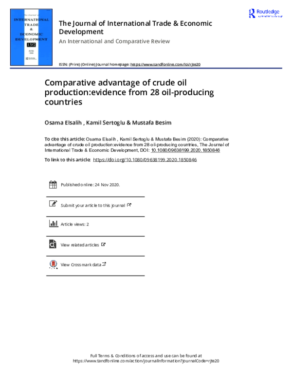 (PDF) Comparative advantage of crude oil production:evidence from 28 oil-producing countries