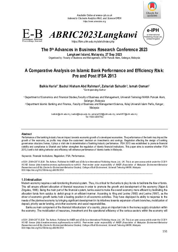(PDF) A Comparative Analysis on Islamic Bank Performance and Efficiency ...