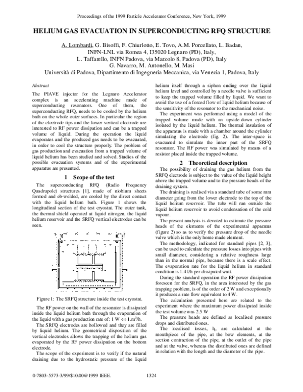 (PDF) Helium gas evacuation in superconducting RFQ structure
