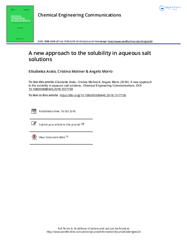 (PDF) A new approach to the solubility in aqueous salt solutions