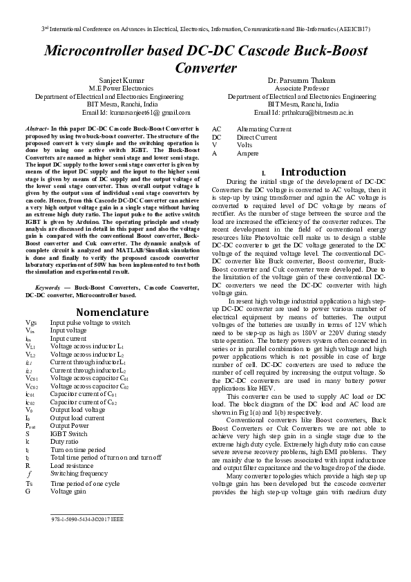 (PDF) Microcontroller based DC-DC Cascode Buck-Boost Converter