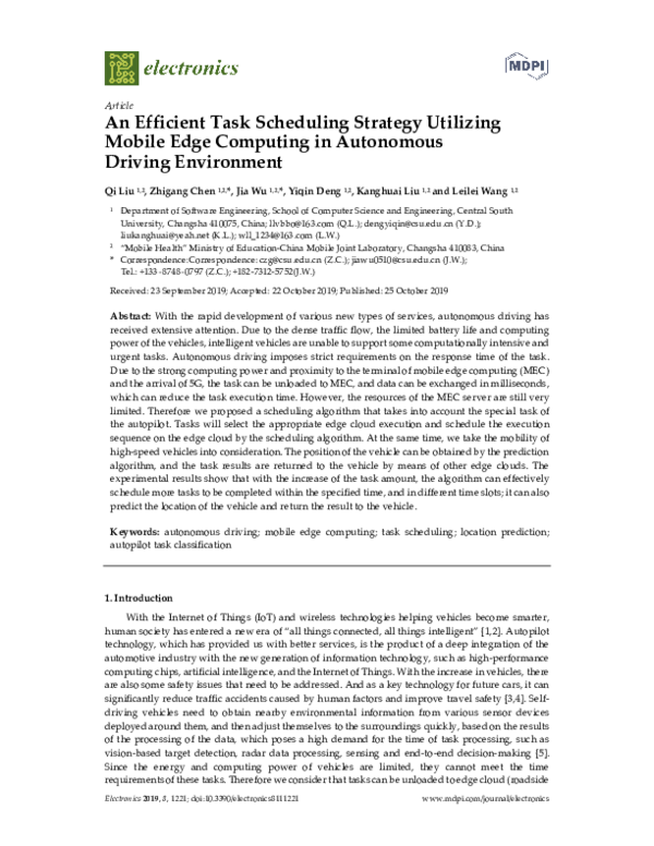 (PDF) An Efficient Task Scheduling Strategy Utilizing Mobile Edge Computing in Autonomous ...