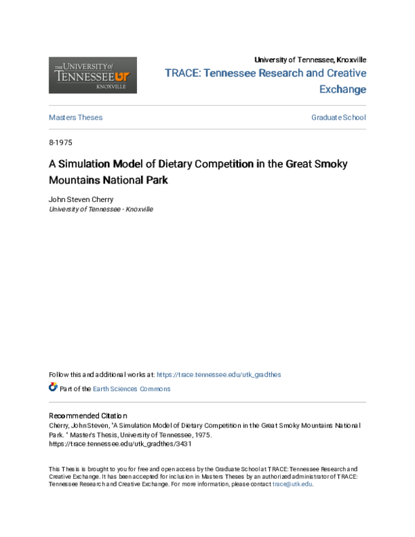 (PDF) A Simulation Model of Dietary Competition in the Great Smoky ...