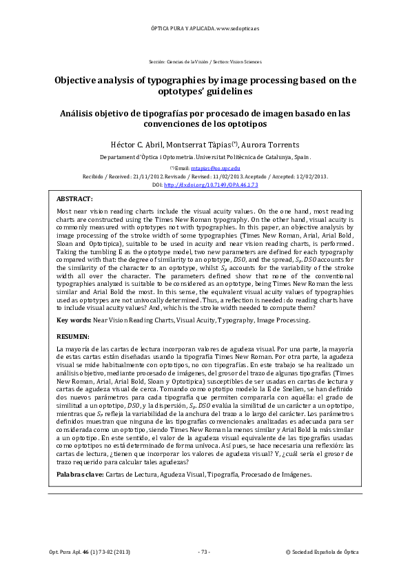 (PDF) Objective analysis of typographies by image processing based on ...