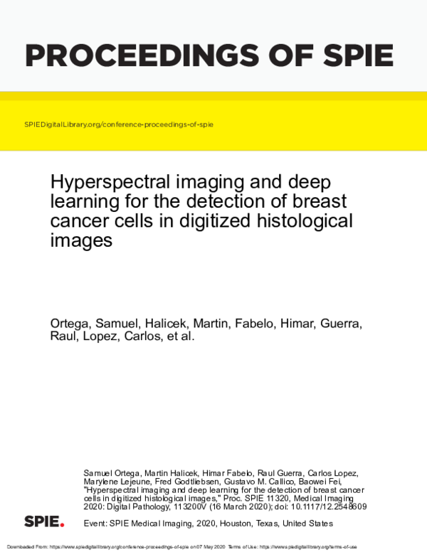 (PDF) Hyperspectral imaging and deep learning for the detection of breast cancer cells in ...