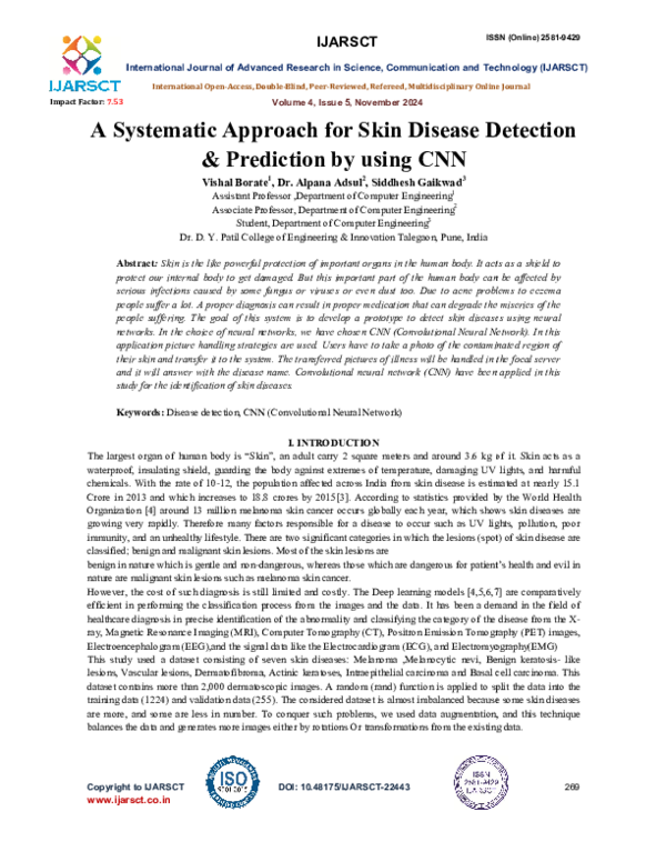(PDF) A Systematic Approach for Skin Disease Detection & Prediction by ...