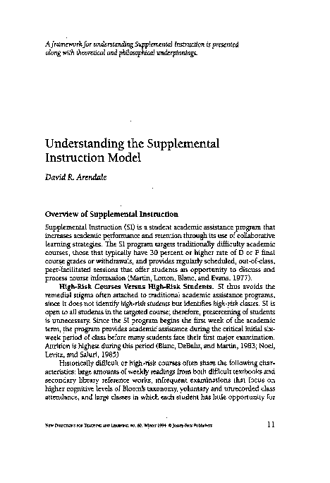 (PDF) Understanding the supplemental instruction model