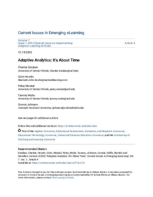 (PDF) Adaptive Analytics: It’s About Time