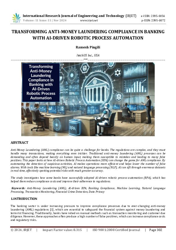 (PDF) TRANSFORMING ANTI-MONEY LAUNDERING COMPLIANCE IN BANKING WITH AI-DRIVEN ROBOTIC PROCESS ...