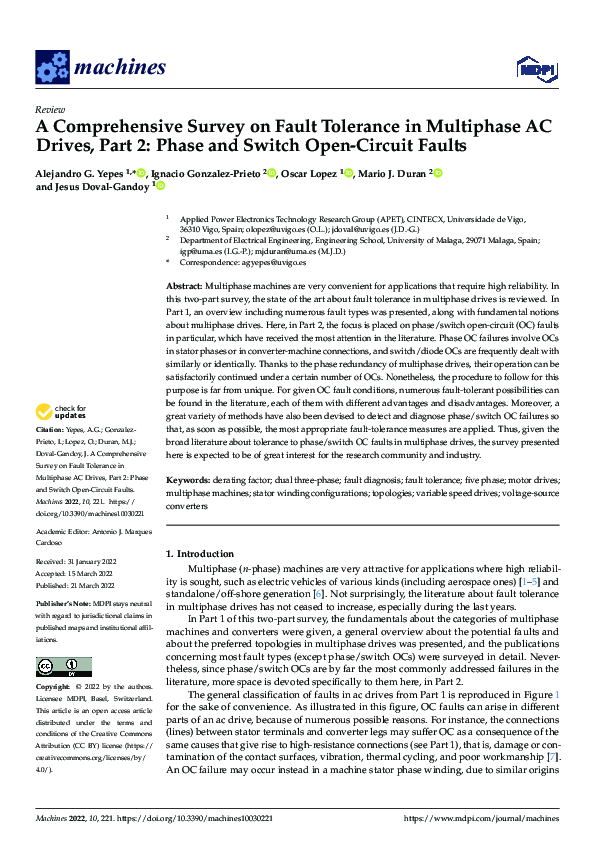 (PDF) A Comprehensive Survey on Fault Tolerance in Multiphase AC Drives, Part 2: Phase and ...