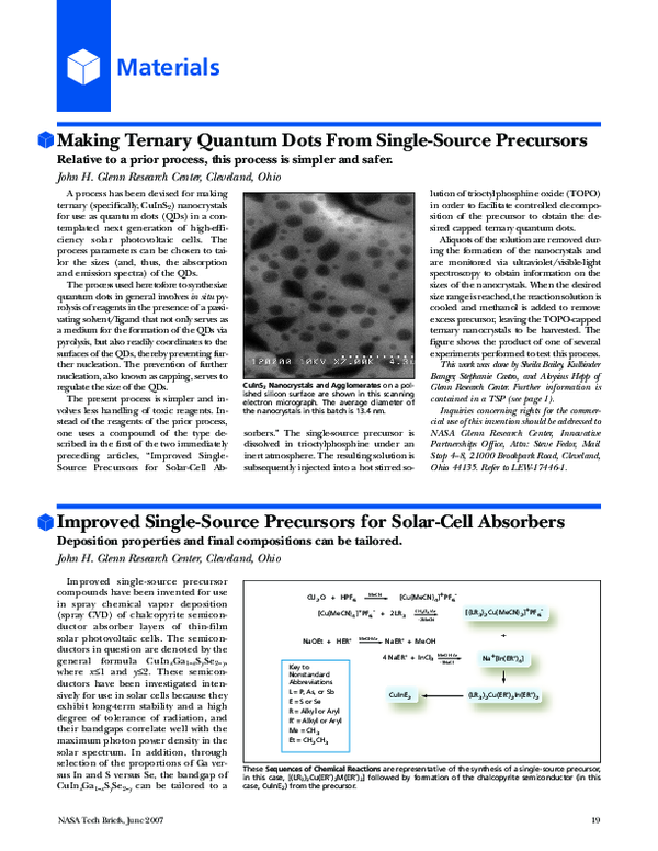 (PDF) Improved Single-Source Precursors for Solar-Cell Absorbers ...
