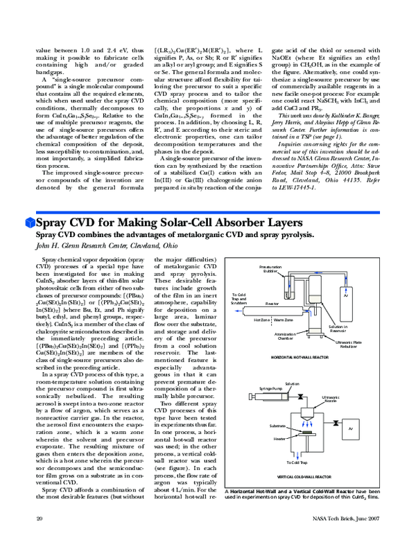 (PDF) Spray CVD for Making Solar-Cell Absorber Layers