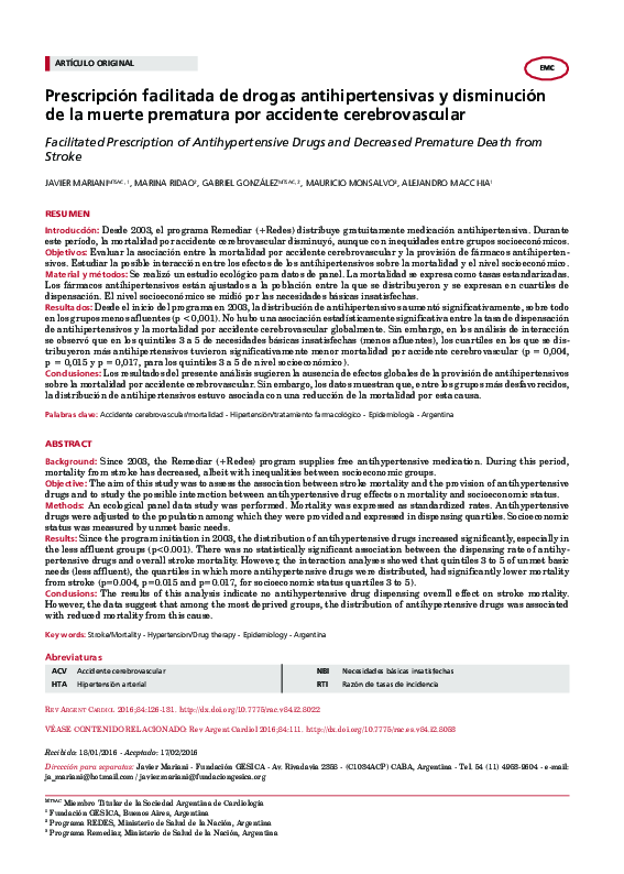 (PDF) Prescripción facilitada de drogas antihipertensivas y disminución ...