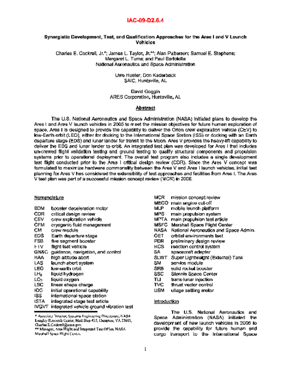(PDF) Synergistic Development, Test, and Qualification Approaches for ...