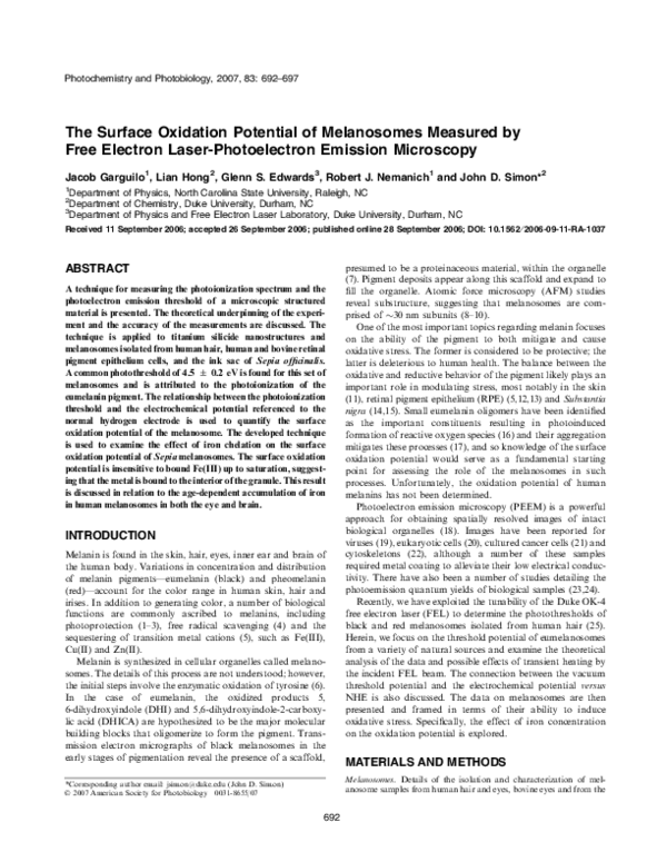 (PDF) The Surface Oxidation Potential of Melanosomes Measured by Free ...